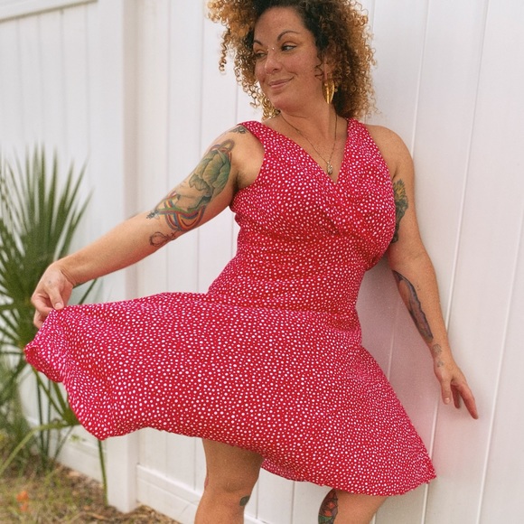 Sheri Martin | Dresses | Classic Bright Red And White Polka Dot Sleeveless Dress | Poshmark